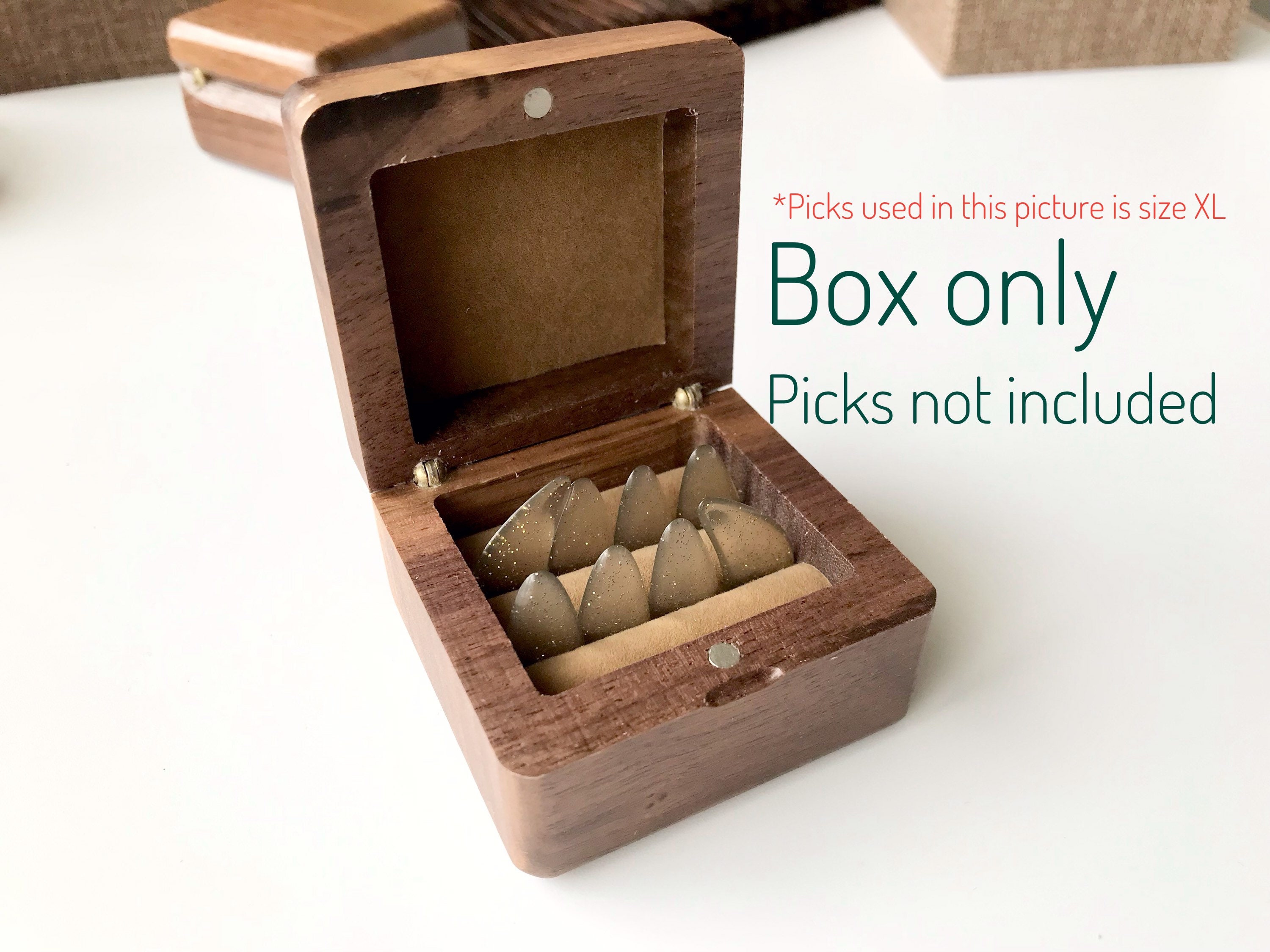 Pick Organizer Box Solid Walnut Wood- Box Only Picks Not Included ...
