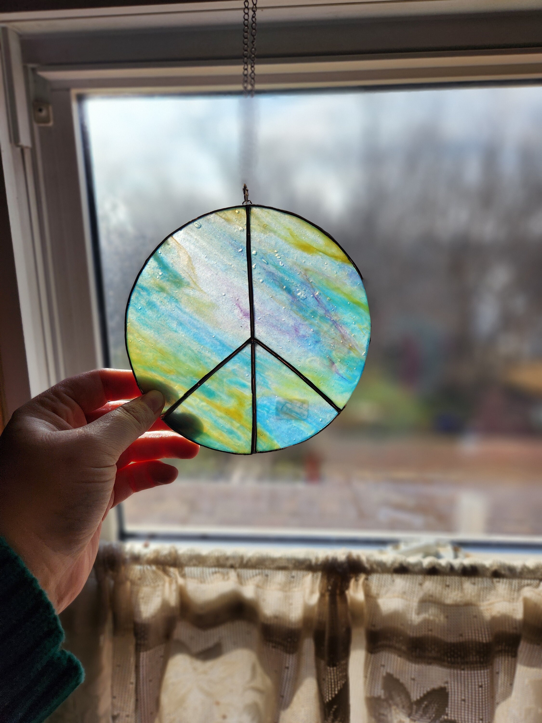 Large Peace Sign, Stained Glass Suncatcher - Etsy