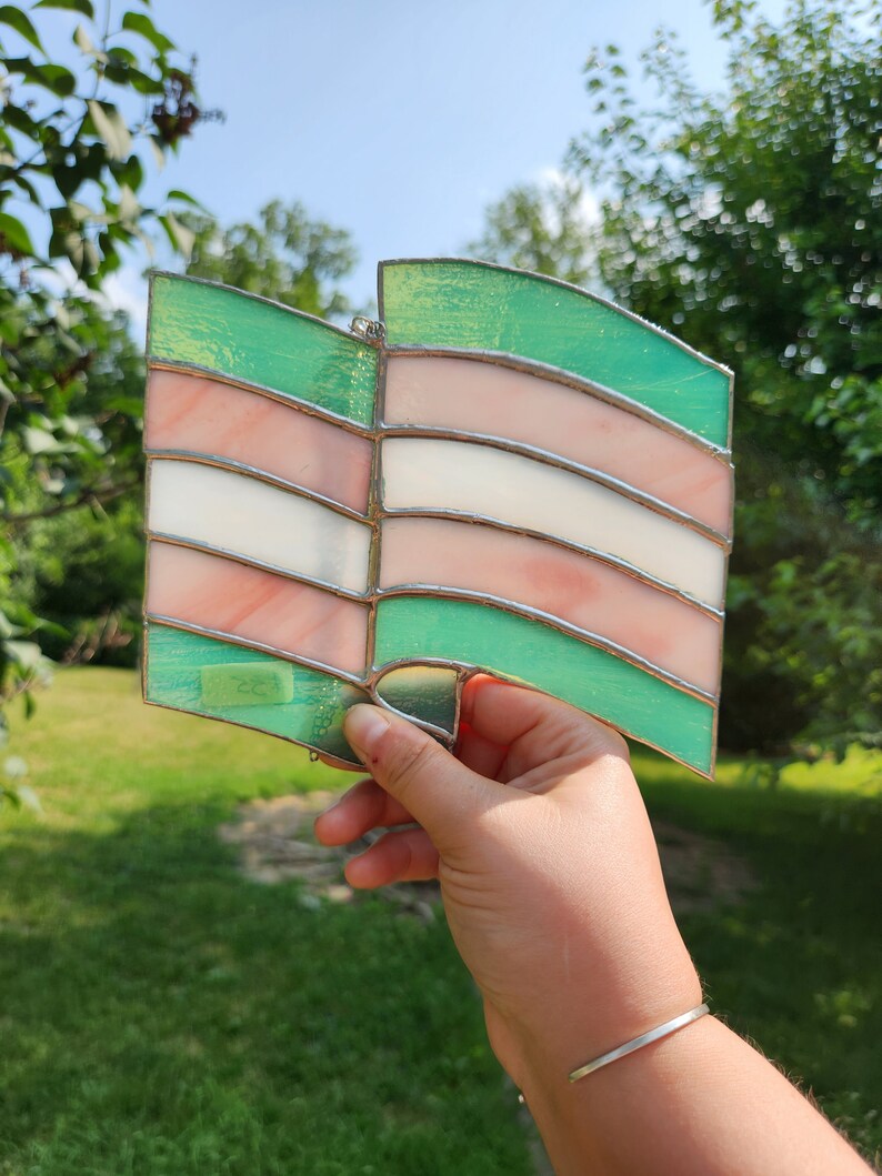 Trans Pride Flag, Stained Glass Sun Catcher - Etsy