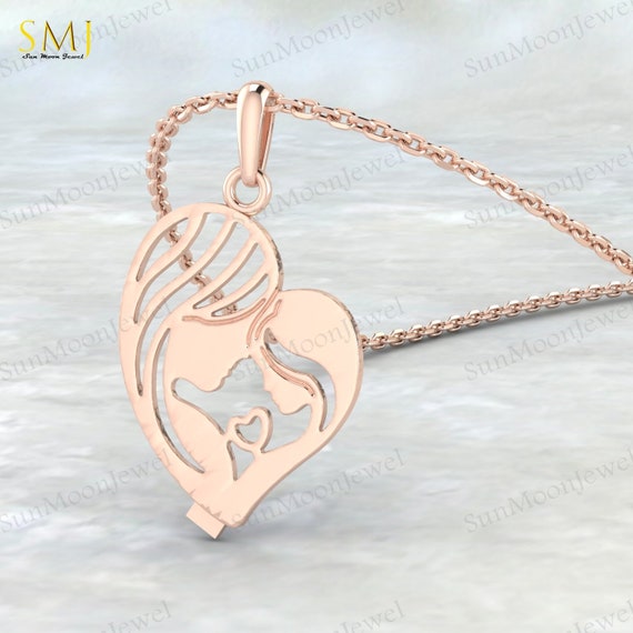 Mother Child Silhouette Pendant Necklace Jewelry for Mom Sentimental Mother s Day Gift Mother Daughter Bond Baby Shower Gift Etsy