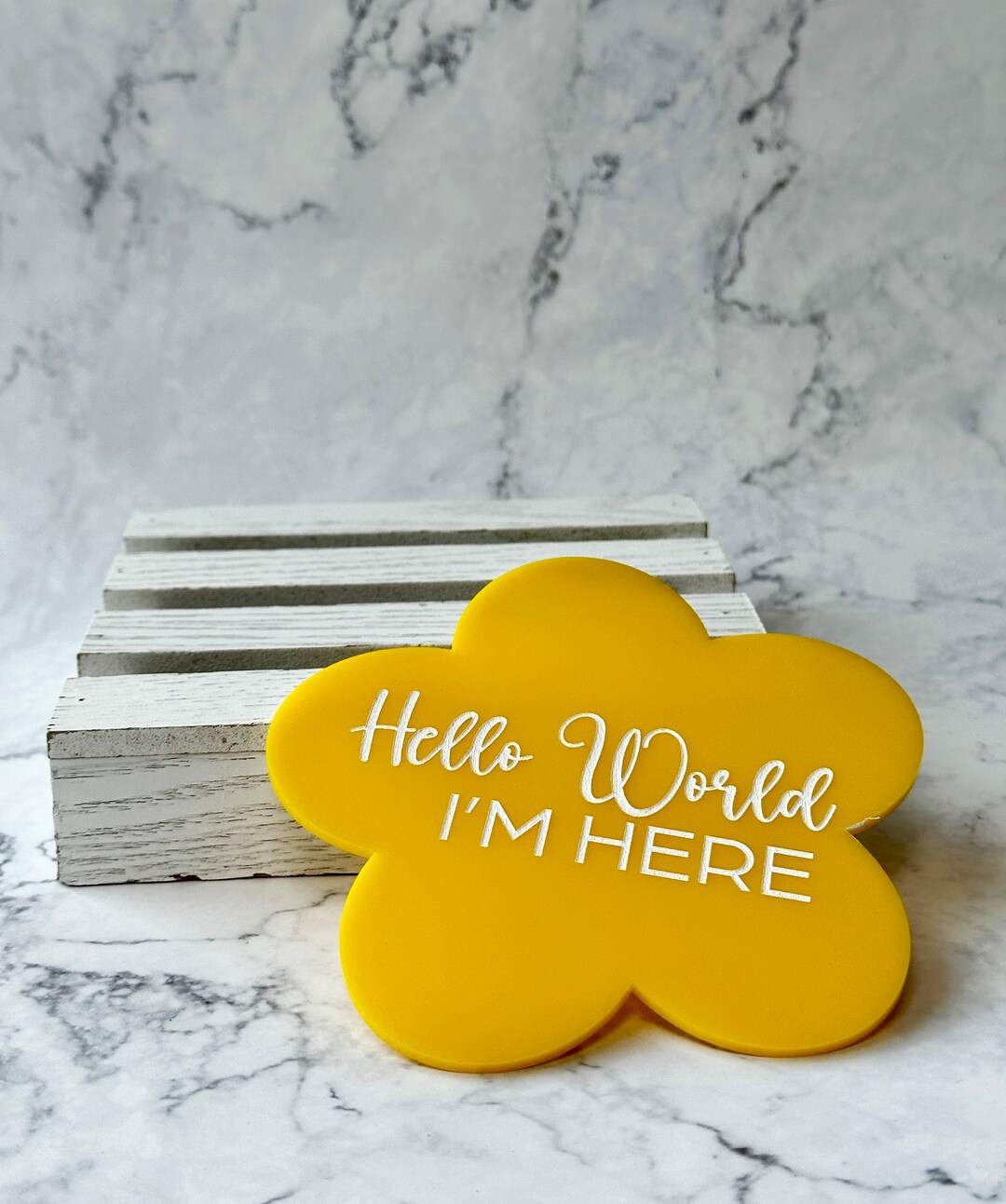 Birth Announcement Sign, Hello World Daisy Sign, Hello World I'm Here ...