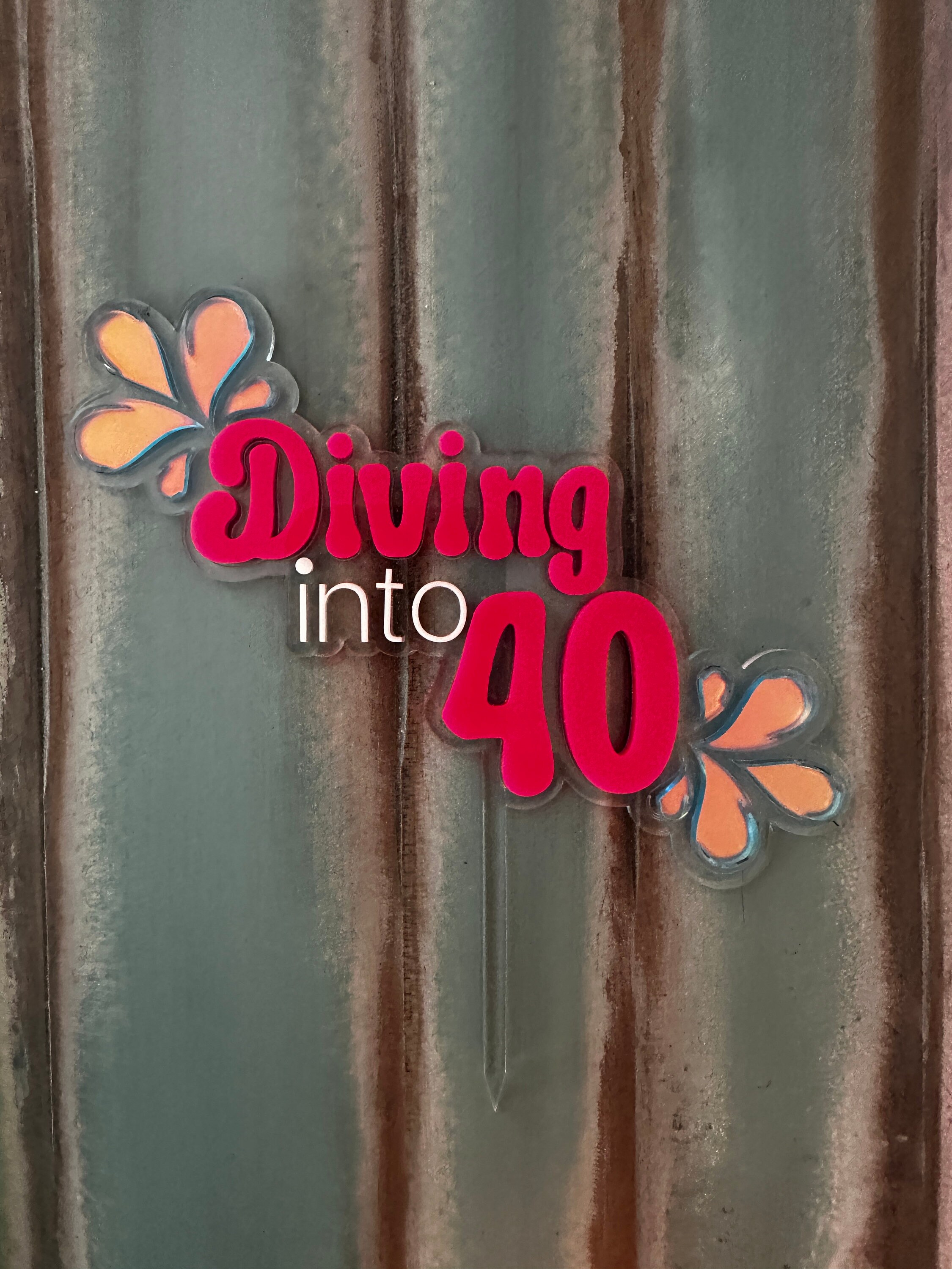 Dive Into 40, 40th Birthday Cake Topper, Acrylic Cake Topper - Etsy