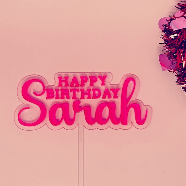 Personalized Pink Cake Topper - Etsy