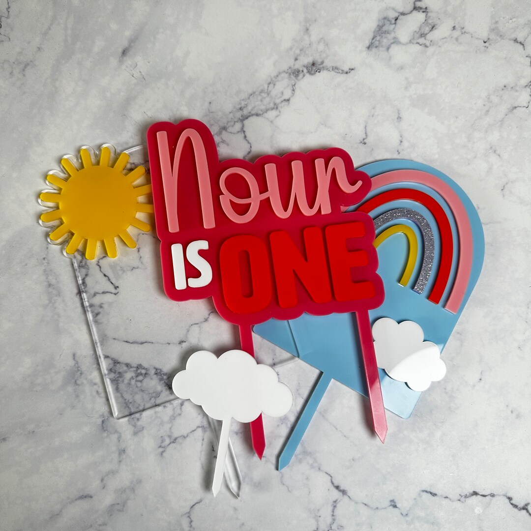 Multi Layer Rainbows and Sunshine Cake Topper, First Birthday Cake ...