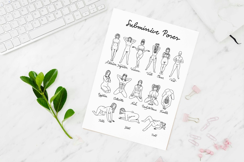 Print at Home Submissive Poses Art Poster // Cute Bondage Wall Decor ...