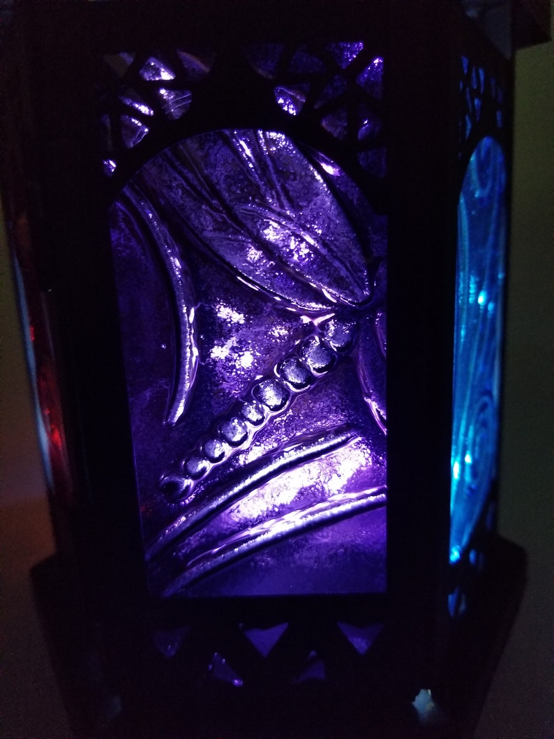 Rainbow Dragonflies Custom Handmade Glass Lantern in Red - Etsy