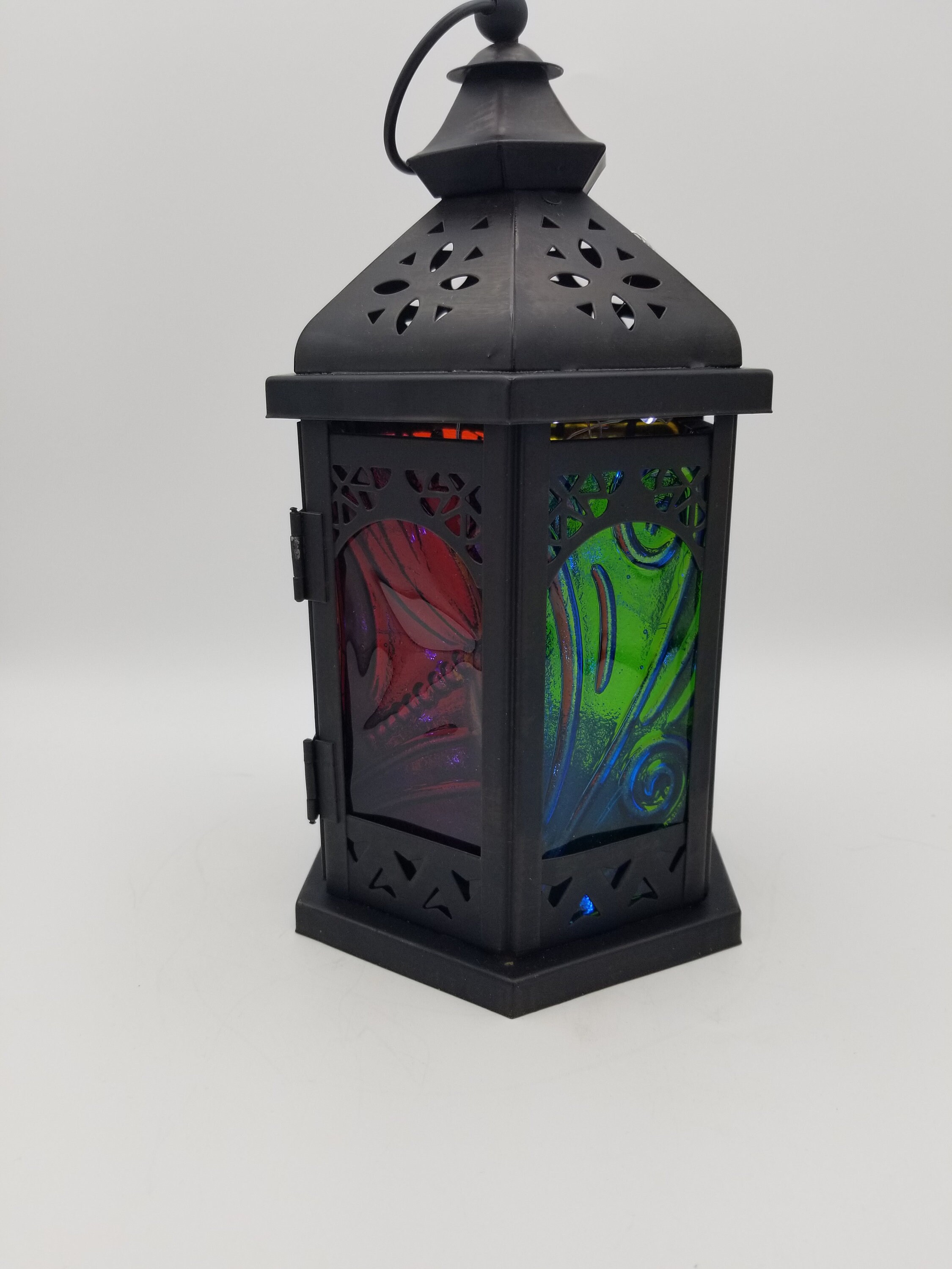 Rainbow Dragonflies Custom Handmade Glass Lantern in Red | Etsy