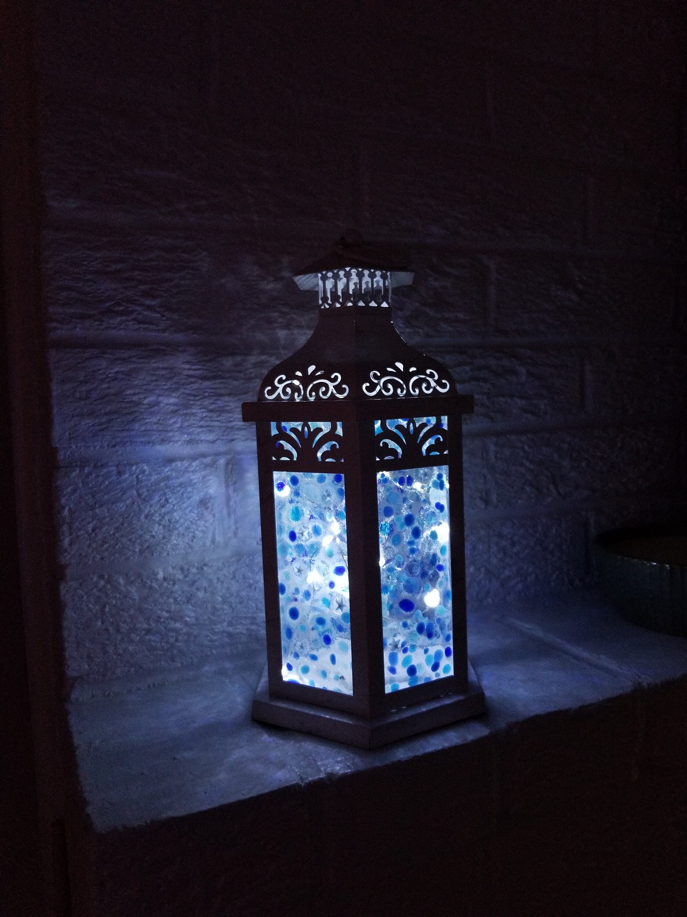 Starry Night Custom Fused Glass Lantern Centerpiece With Leds | Etsy
