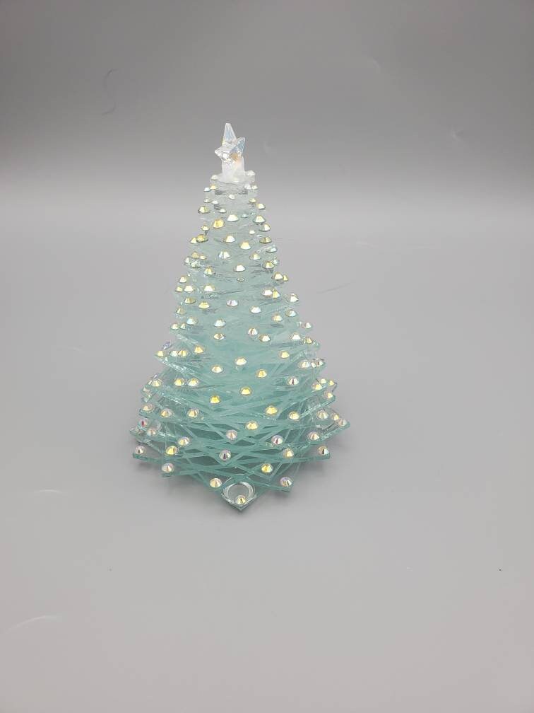 Handcrafted Glass Tree With Crystal AB Accents/ornaments and - Etsy