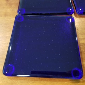 Cobalt Blue Glass Handmade Coasters |set of 4 |4 in X 4 in | Unique ...