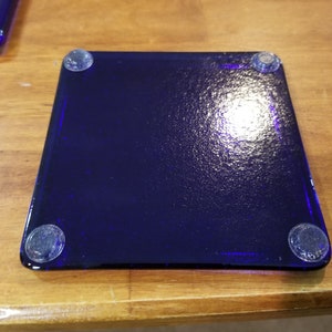 Cobalt Blue Glass Handmade Coasters |set of 4 |4 in X 4 in | Unique ...