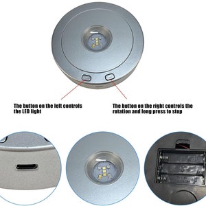 Silver 7 LED Rotating Display Stand, Spinning 360 Rotating Display Base ...