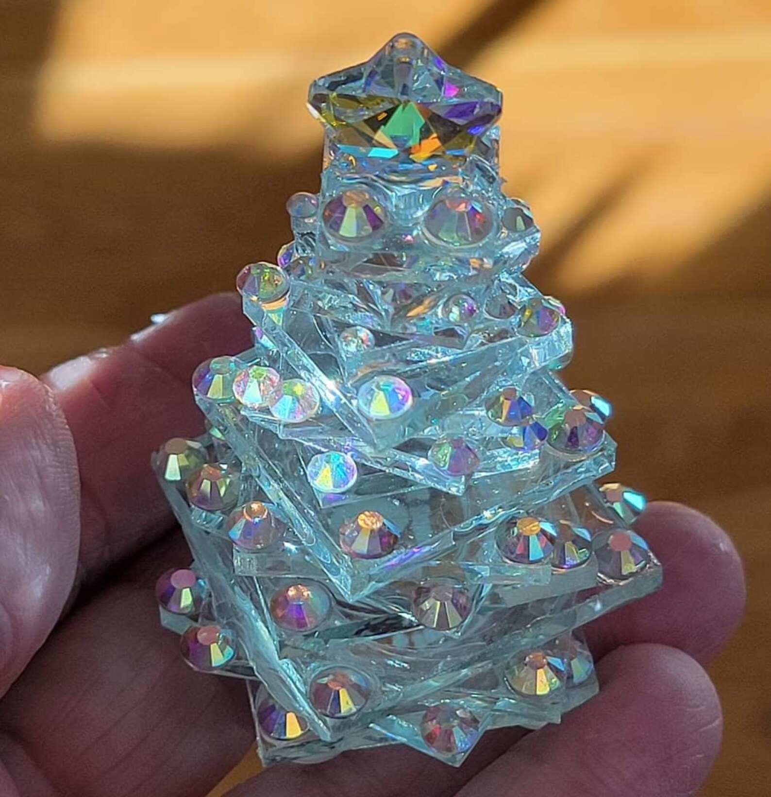 Handcrafted Glass Tree Ornament Crystal AB and Swarovski Crystal Star ...
