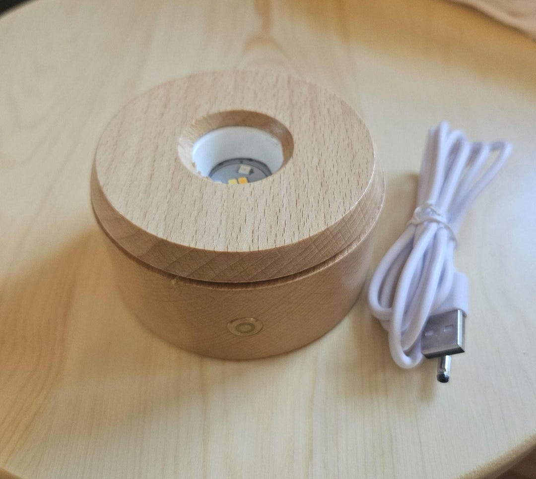 Wood 7 LED Rotating Display Stand, Spinning 360 Rotating Display Base ...