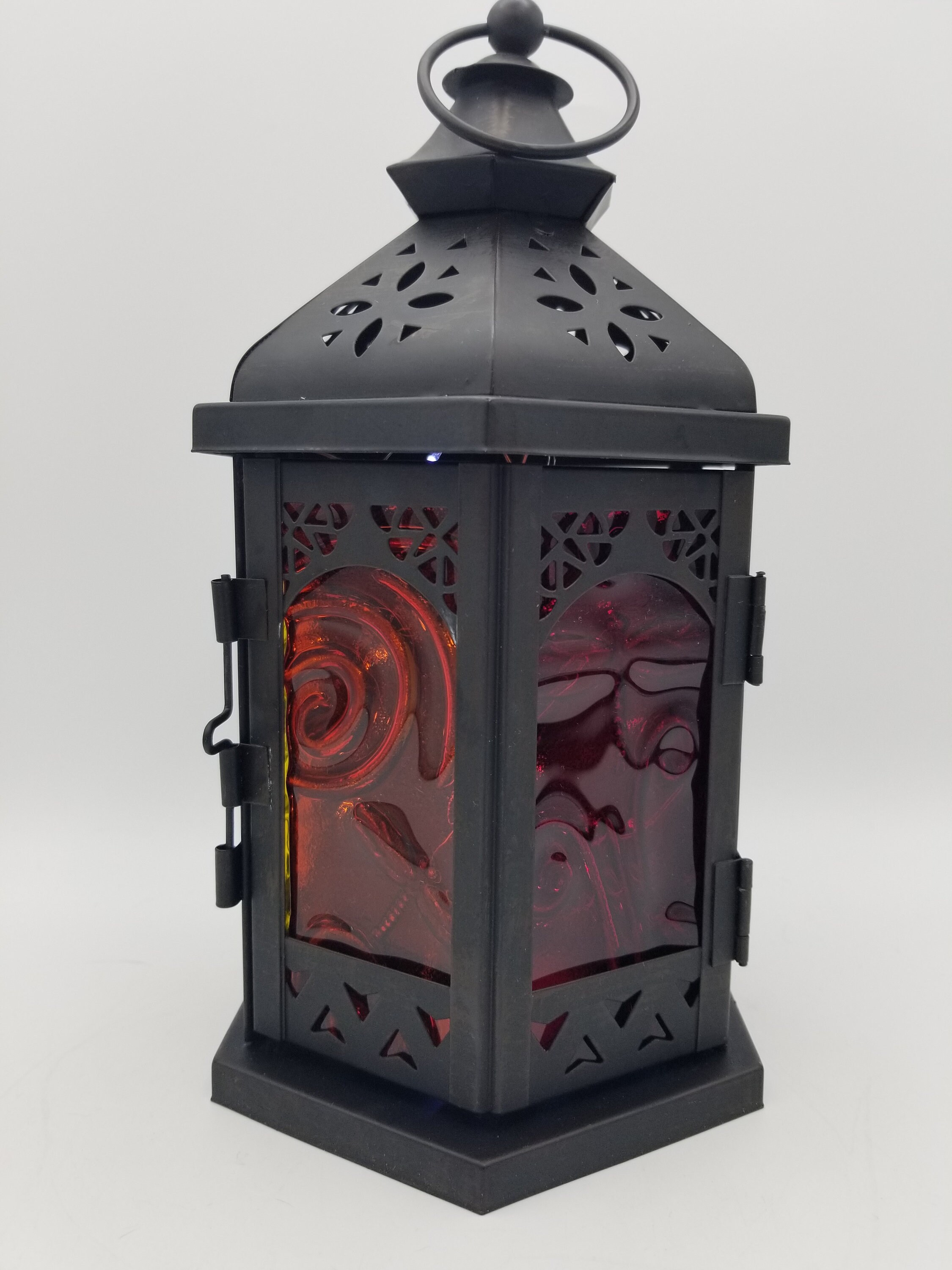 Rainbow Dragonflies Custom Handmade Glass Lantern in Red | Etsy