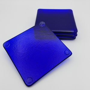 Cobalt Blue Glass Handmade Coasters |set of 4 |4 in X 4 in | Unique ...