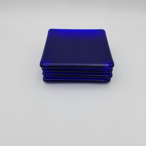 Cobalt Blue Glass Handmade Coasters |set of 4 |4 in X 4 in | Unique ...