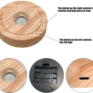 Wood Grain 7 LED Rotating Display Stand, Spinning 360 Rotating Display ...