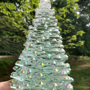 Handcrafted Glass Tree With Crystal AB Accents/ornaments and Crystal ...