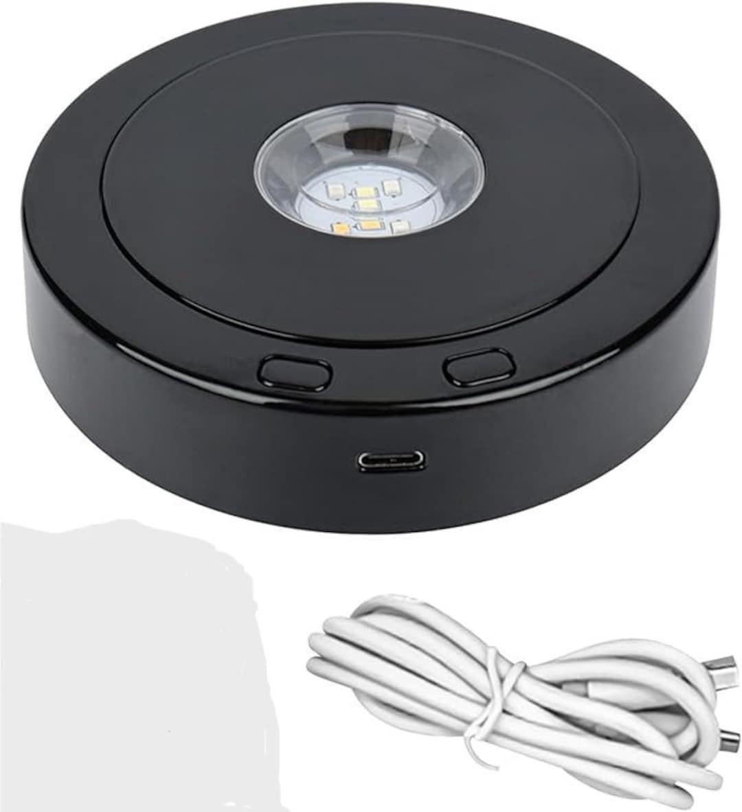 Black 7 LED Rotating Display Stand, Spinning 360 Rotating Display Base ...