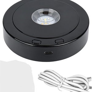 Black 7 LED Rotating Display Stand, Spinning 360 Rotating Display Base ...