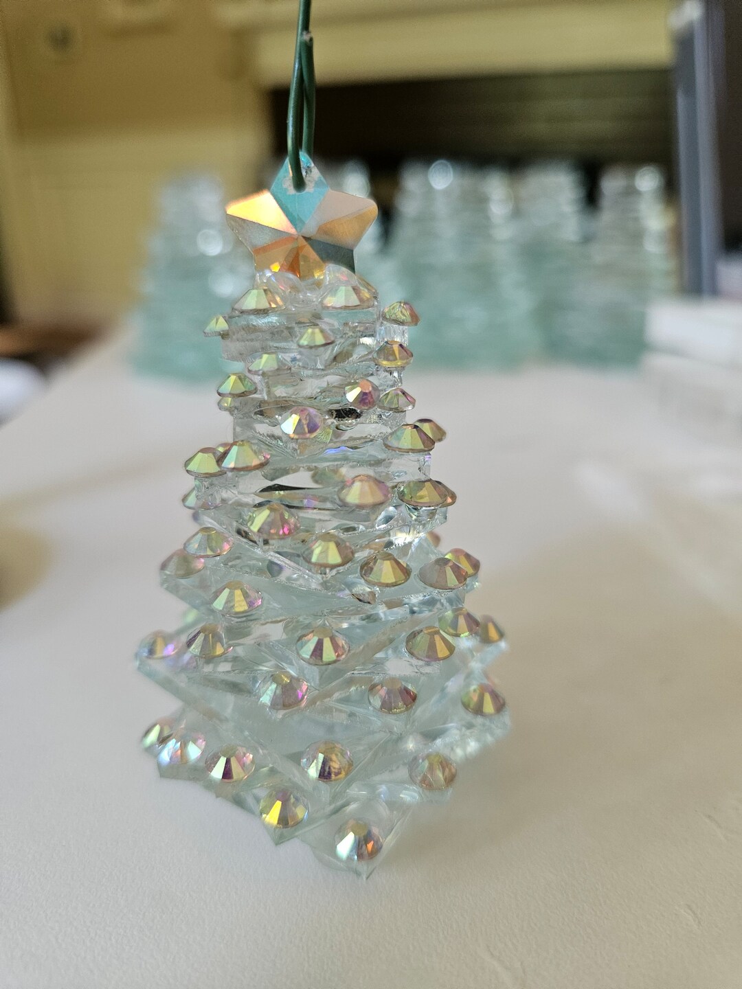 Handcrafted Glass Tree Ornament Crystal AB and Swarovski Crystal Star ...