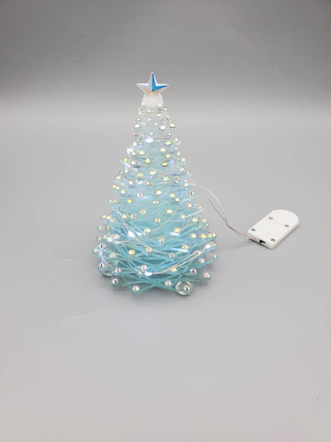 Handcrafted Glass Tree With Crystal AB Accents/ornaments and Crystal ...