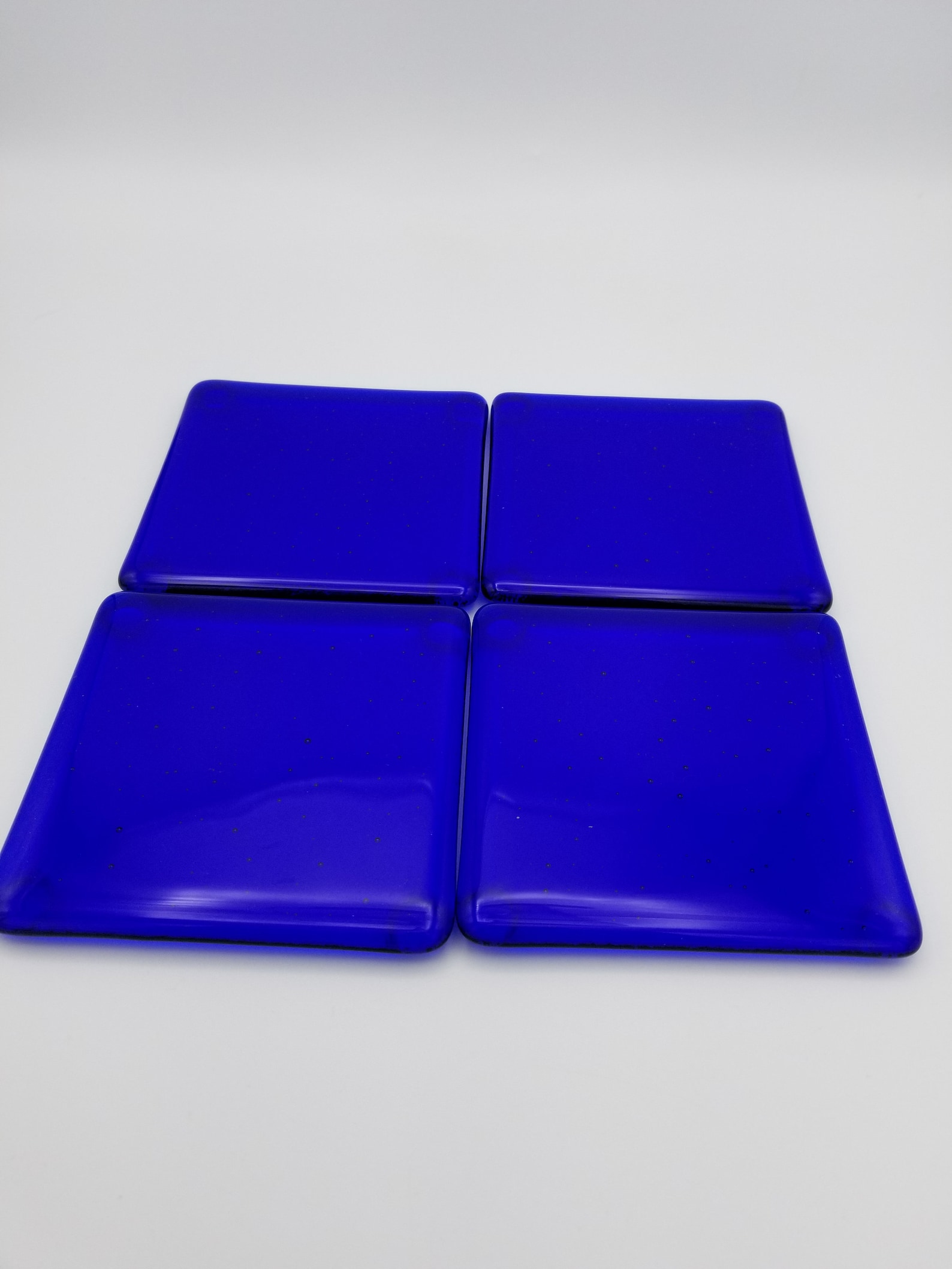 Cobalt Blue Glass Handmade Coasters set of 4 4 in x 4 in | Etsy