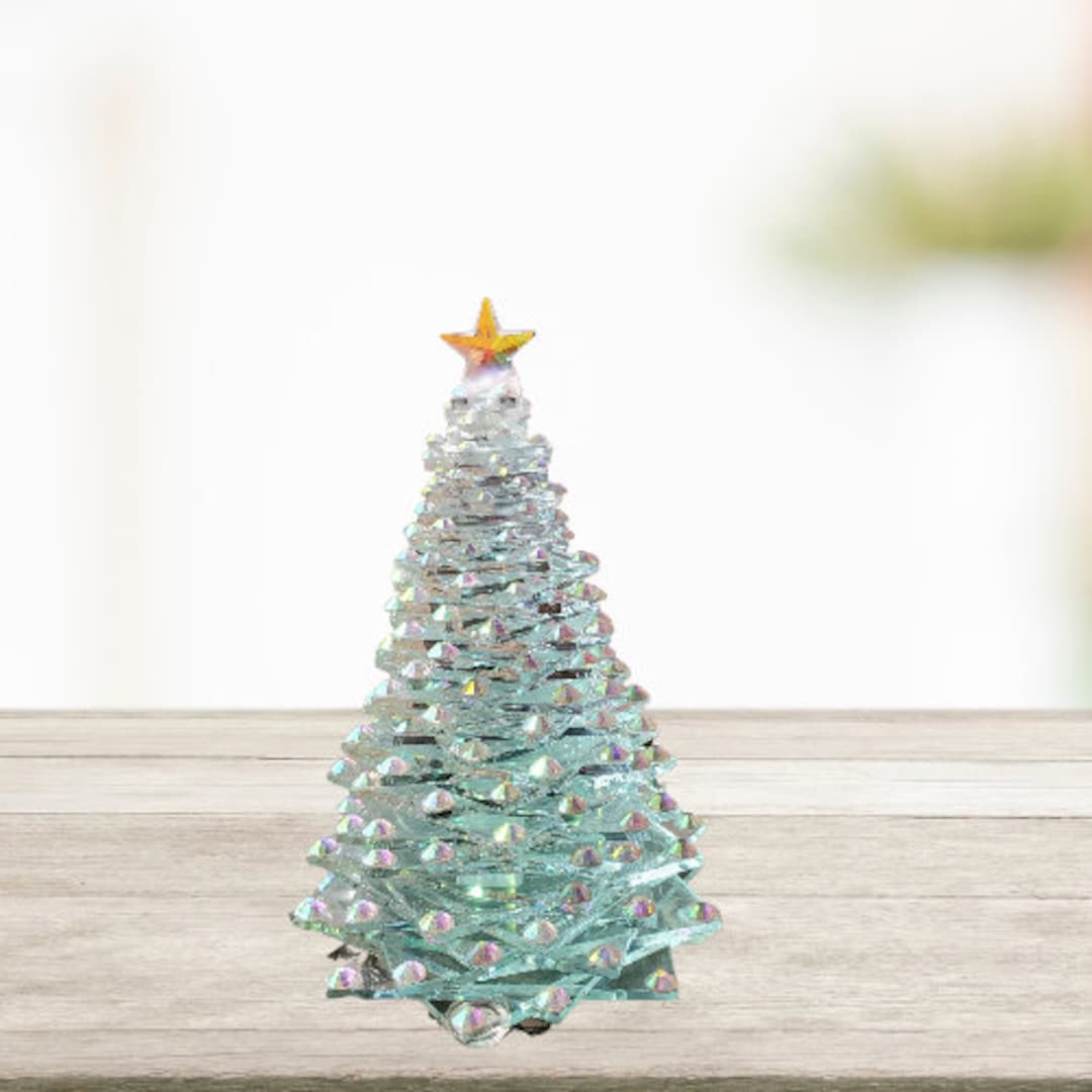Handcrafted Glass Tree With Crystal AB Accents/ornaments and Crystal ...