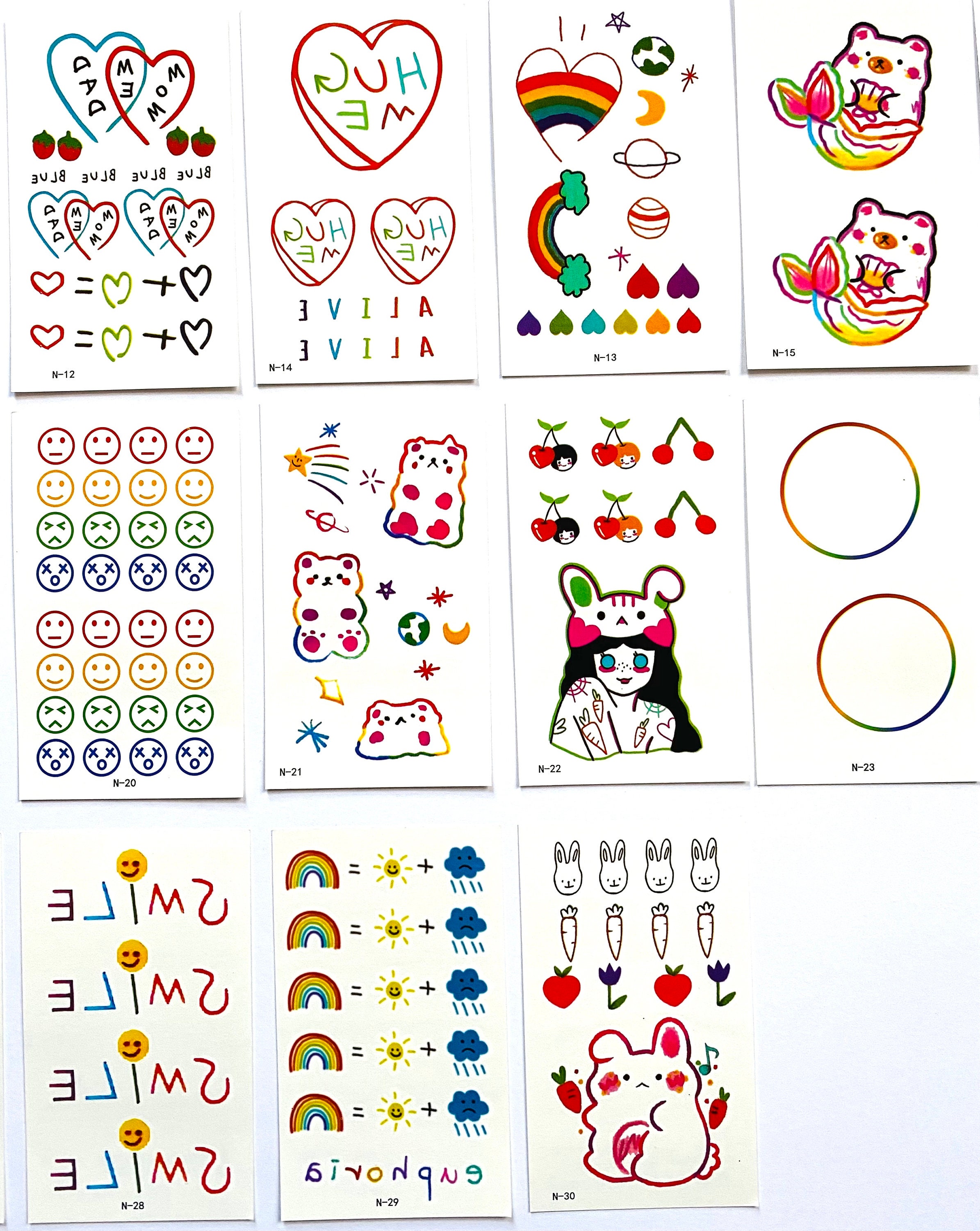 Colorful Tattoo Tiny Heart Tattoo Outline Tattoo Minimal Etsy