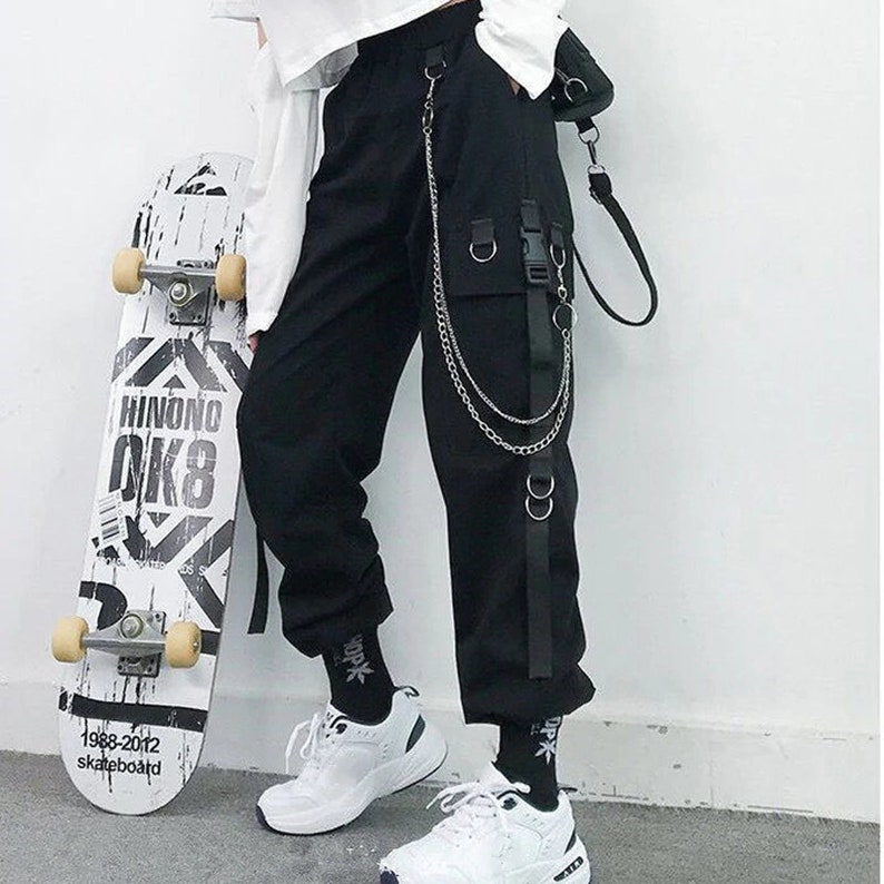 Gothic Cargo Pants Women Techwear Y2k Cyber Goth Clothing Etsy