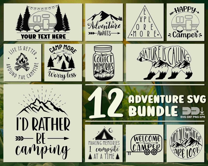 Adventure Svg Bundle Camping Svg Png Happy Camper Svg Etsy
