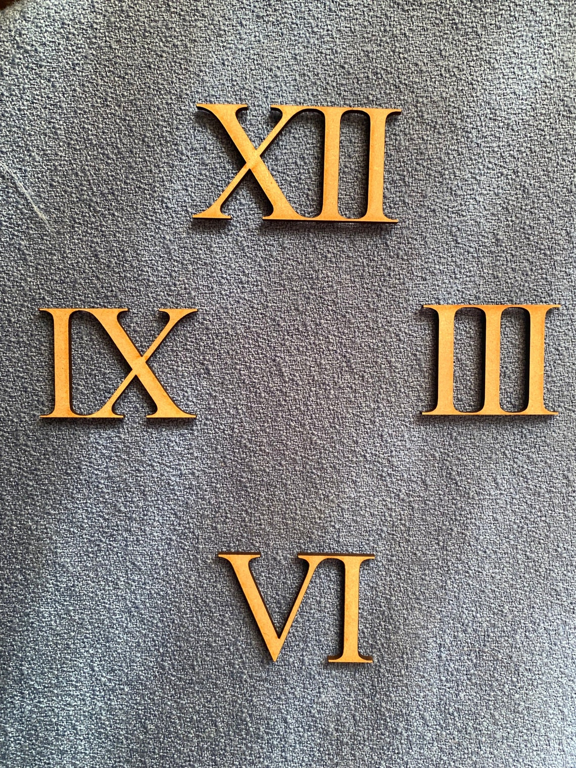Set of 4cm 7cm Wooden MDF and Ply Roman Numeral Clock Numbers 3, 6, 9 ...