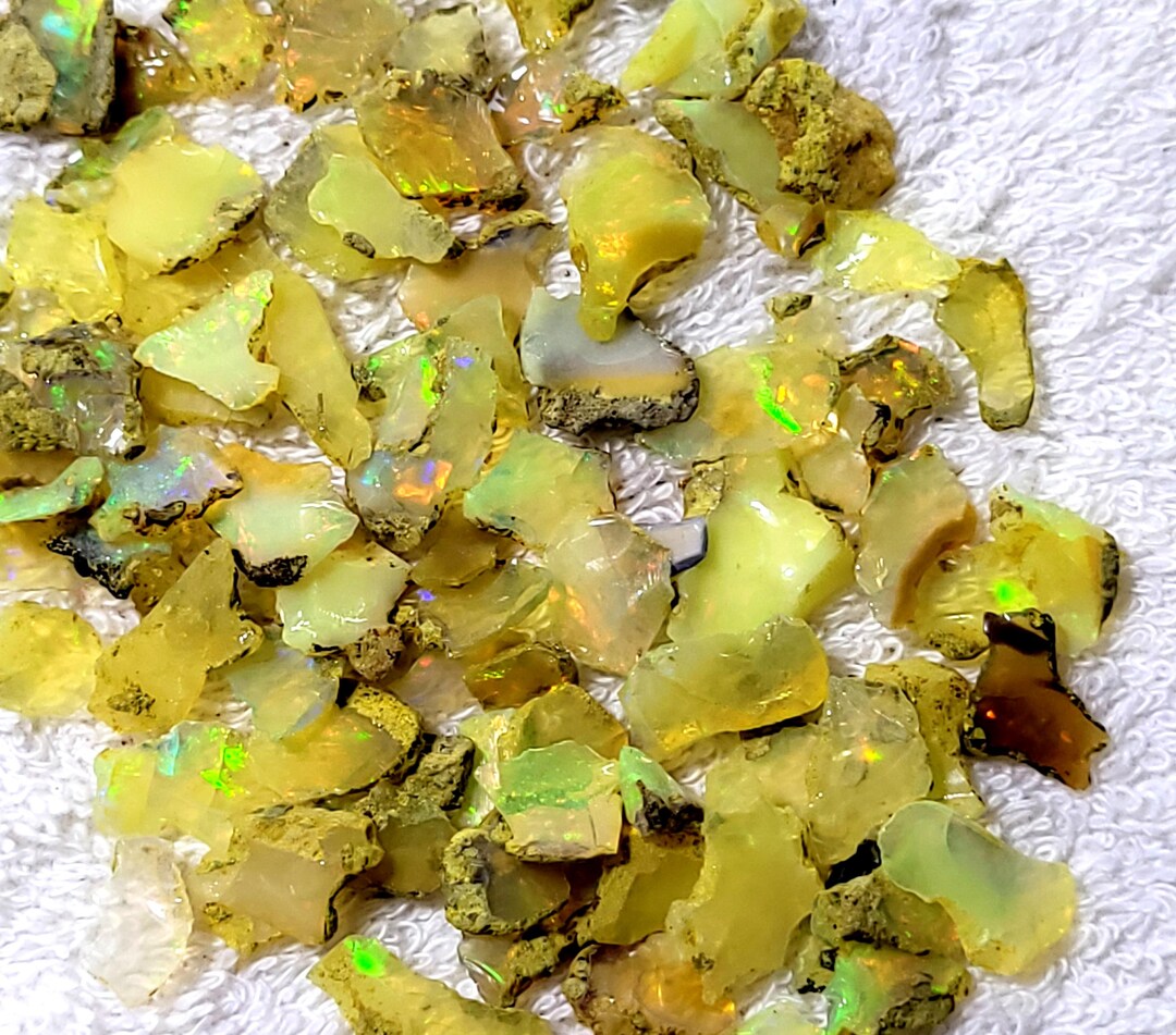 Opal Yellow Rough Lot – Natural Ethiopian Fire Opal – Welo Raw Opal ...