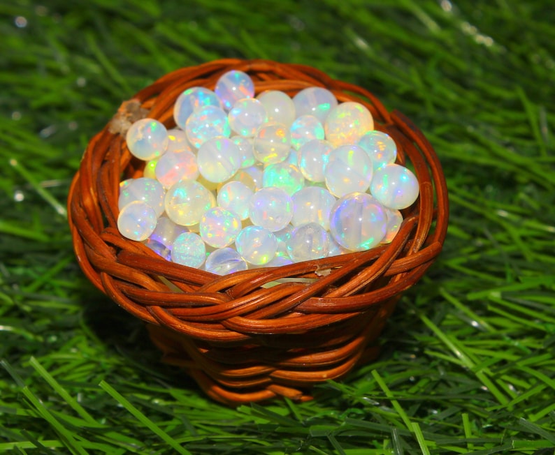 Opal Beads Drilled 4-5mm | Natural Ethiopian Opal Round Loose Balls ...