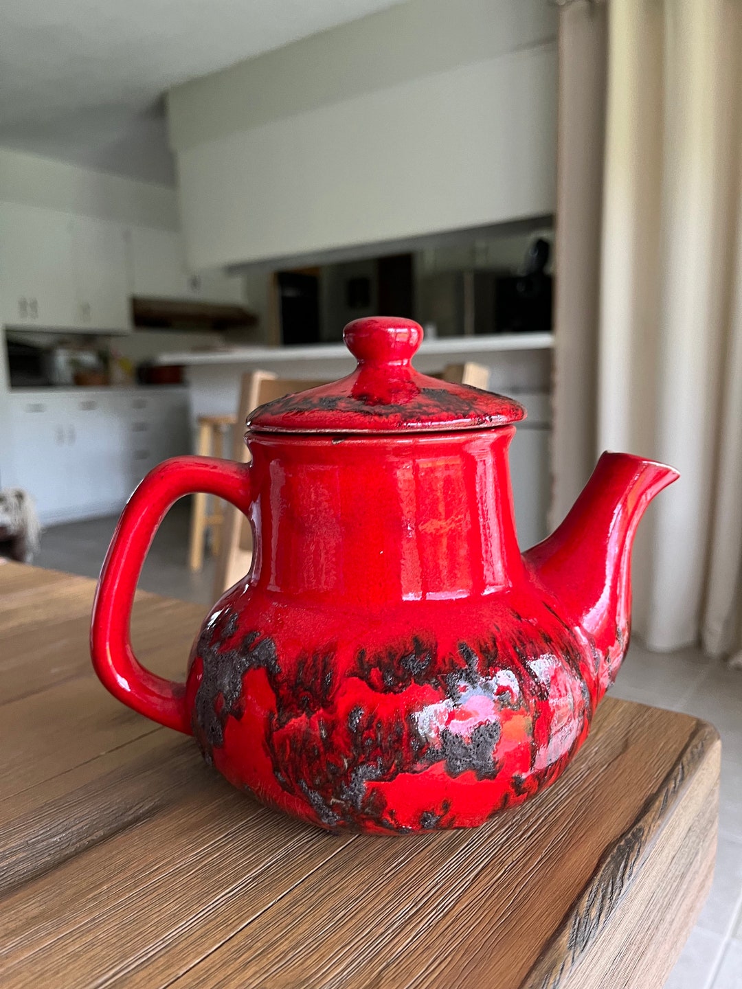 Vintage Lava Pottery Mid Century Red Teapot - Etsy