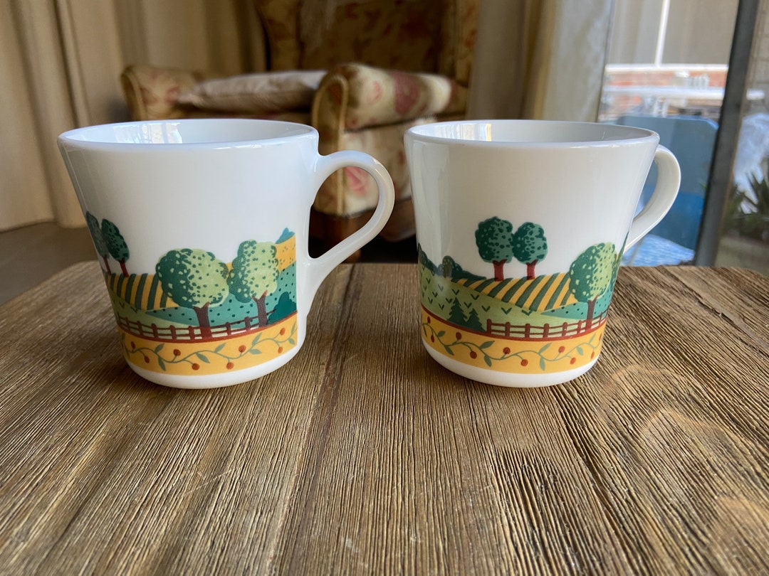 Vintage Corning Cups (2) Landscape Pattern - Etsy