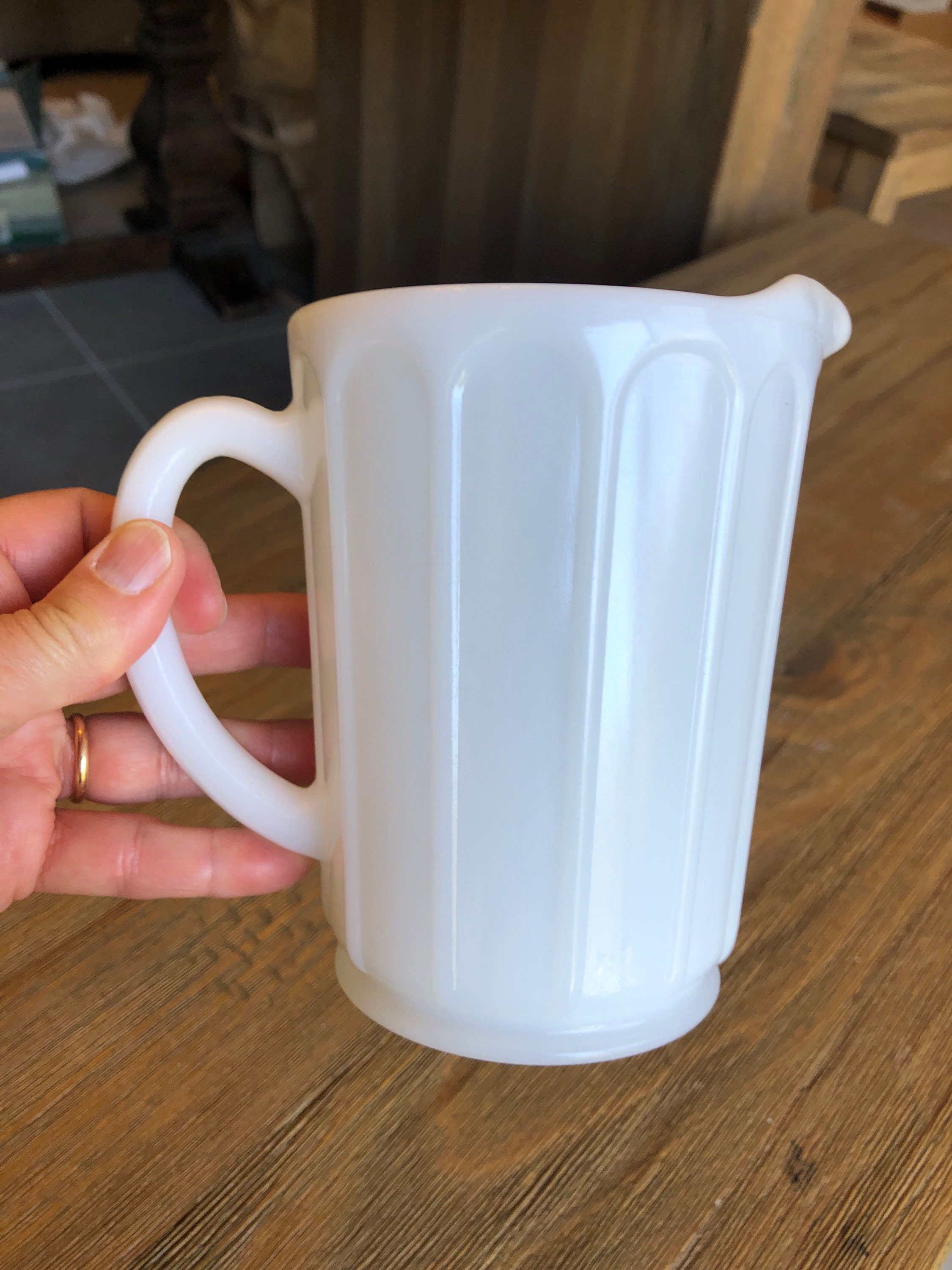 Vintage Hazel Atlas milk glass pitcher | Etsy