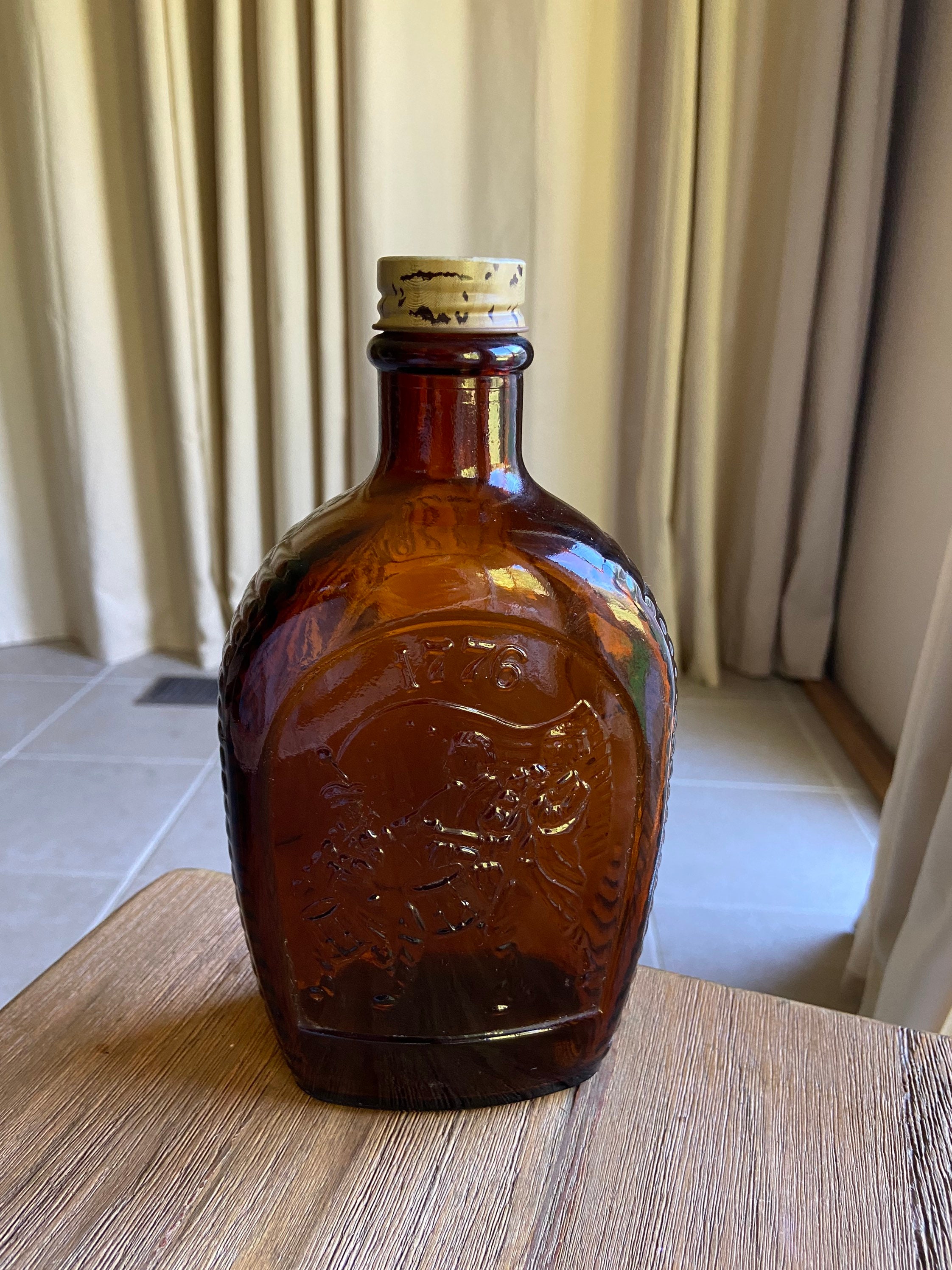 Vintage Log Cabin Syrup Amber Bottle - Etsy