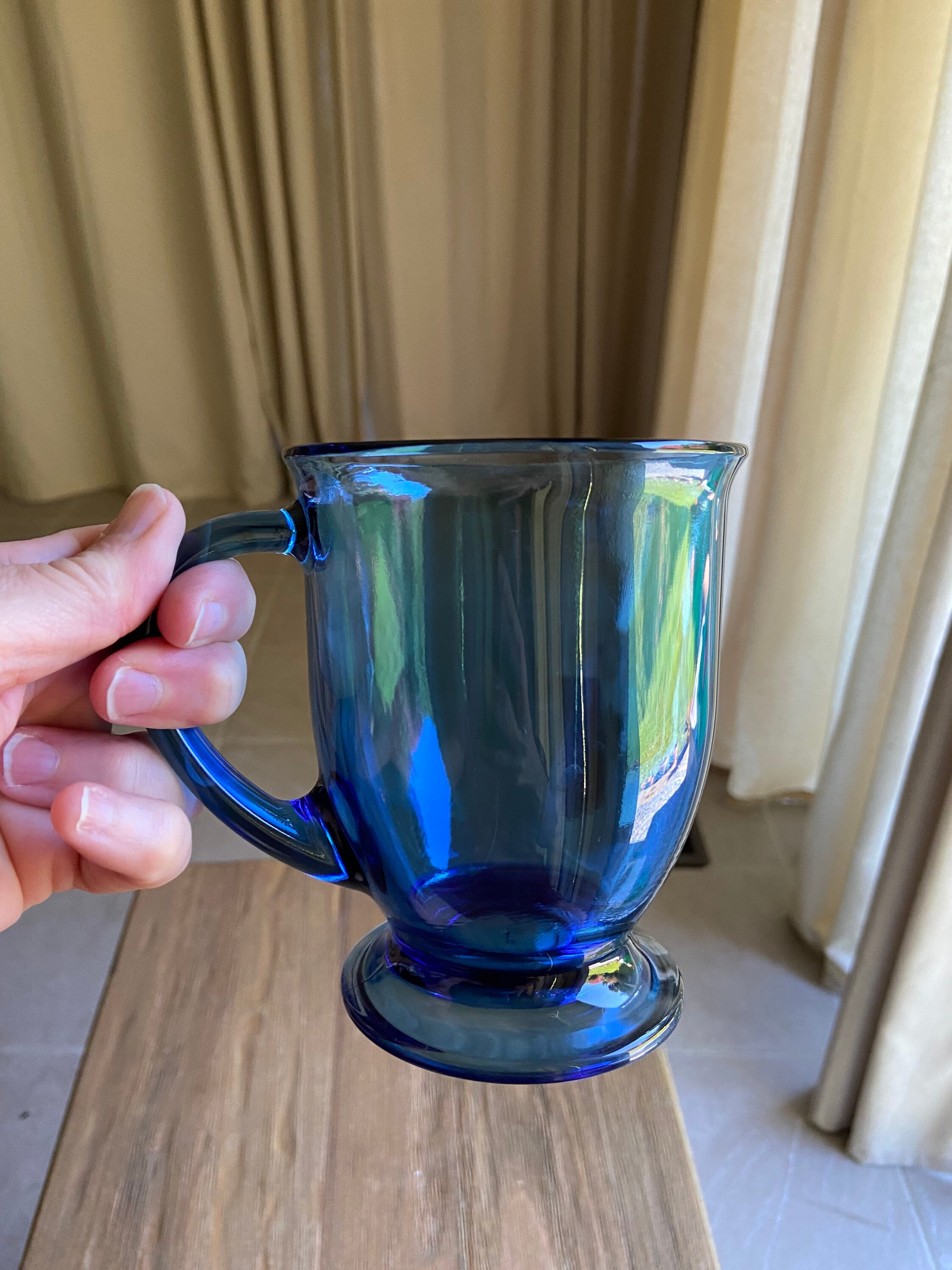 Vintage Anchor Hocking blue glass mug | Etsy