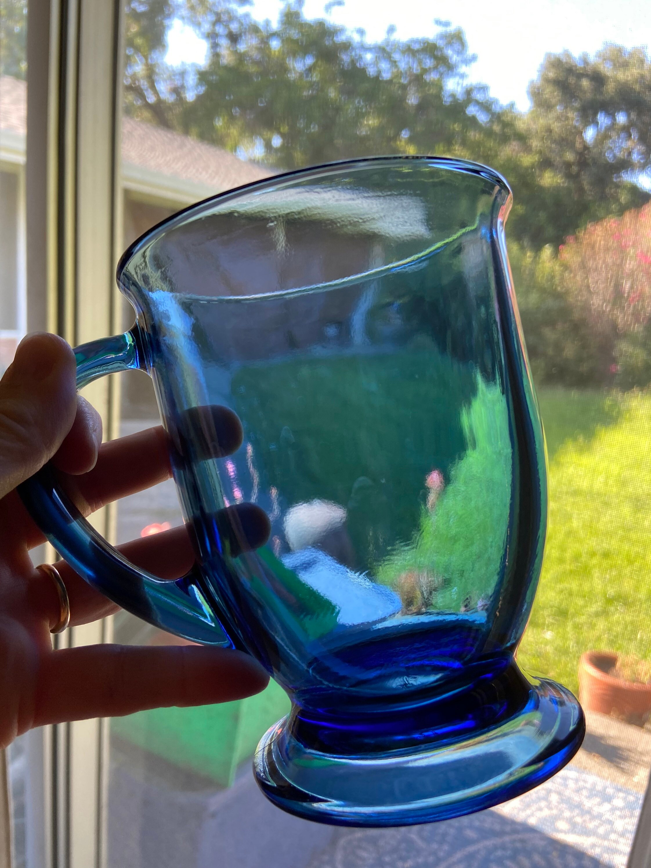 Vintage Anchor Hocking blue glass mug | Etsy