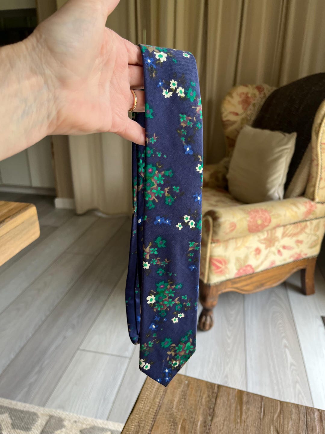 Vintage Italian Blue Floral Necktie - Etsy