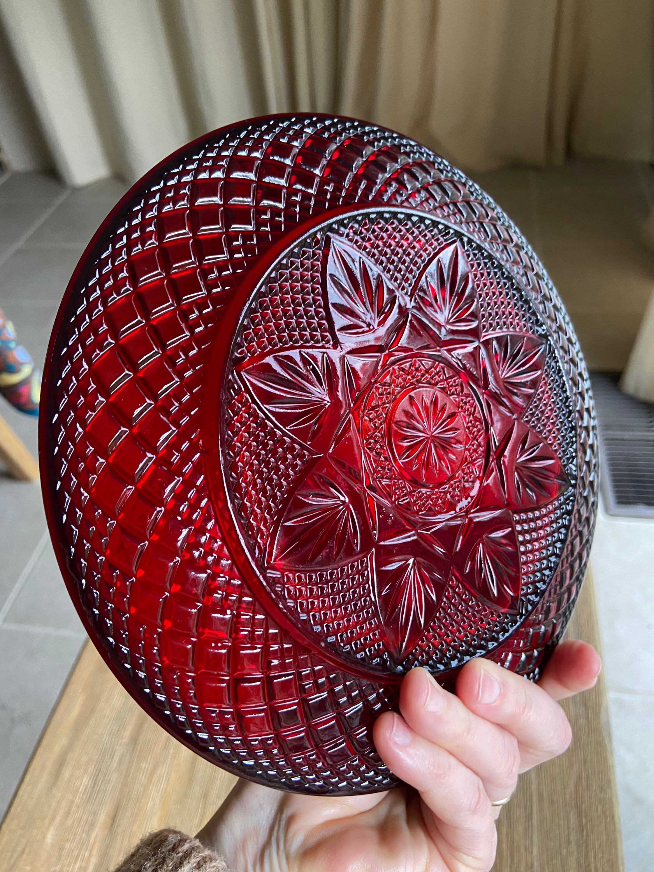 Vintage Ruby Red Small Plate - Etsy
