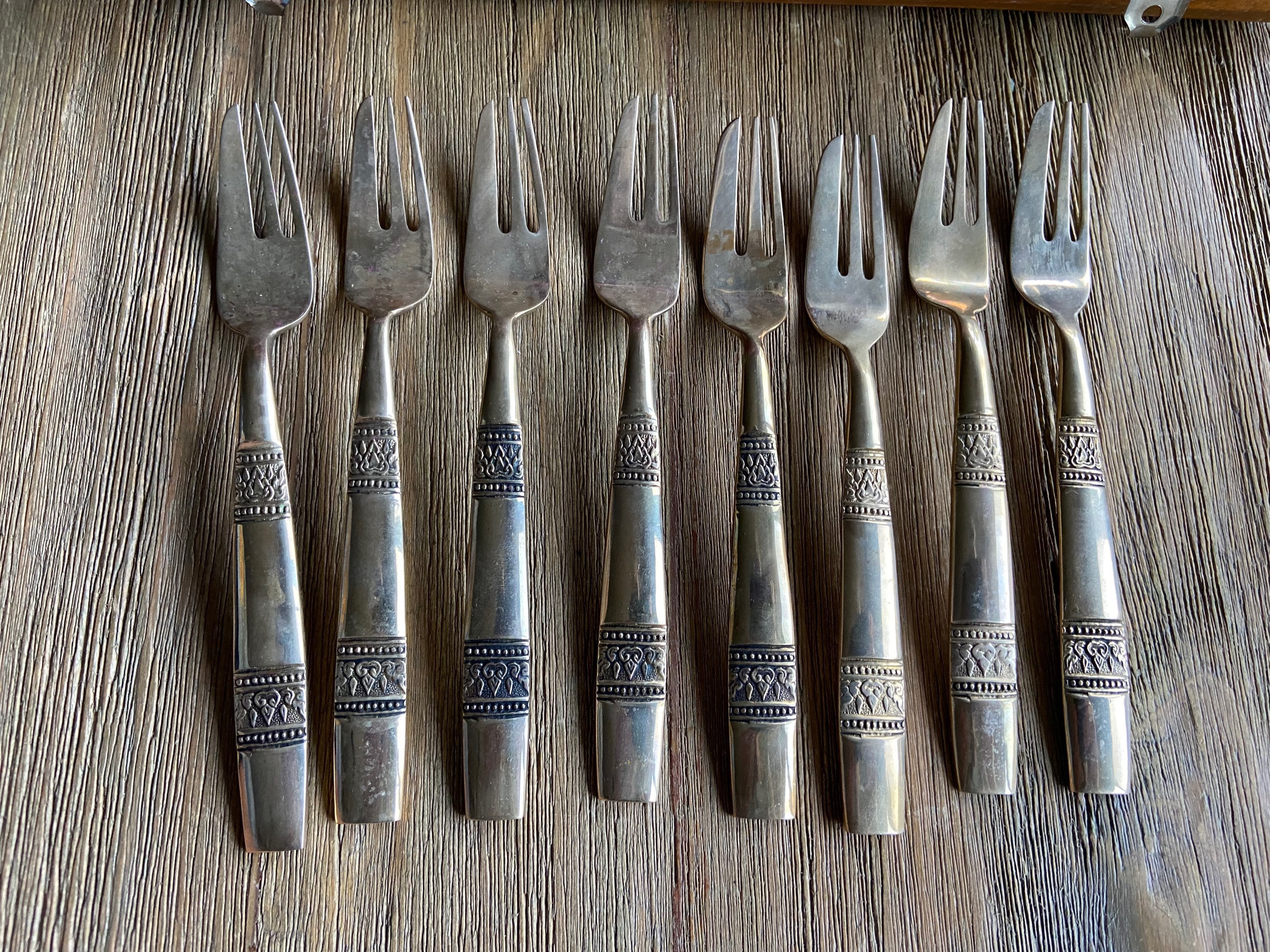 Vintage Thai Brass Dessert Flatware Set | Etsy