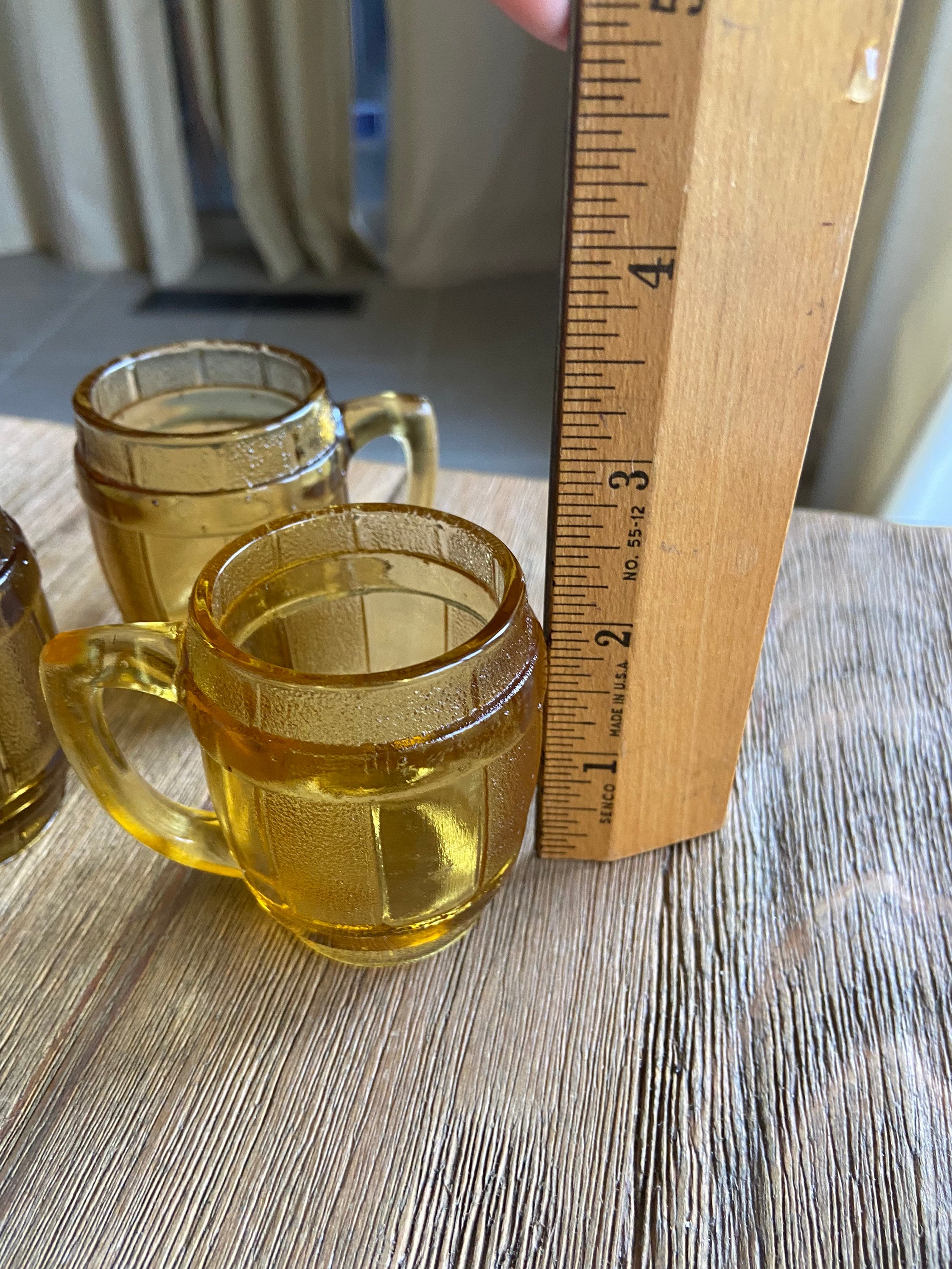 Vintage Amber Glass Barrel Shot Glasses - Etsy