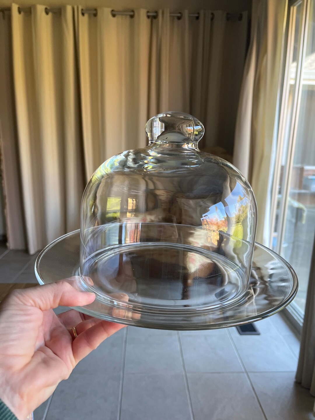 Vintage Glass Plate With Glass Dome - Etsy
