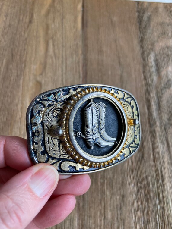 Vintage cowboy boots belt buckle - Gem
