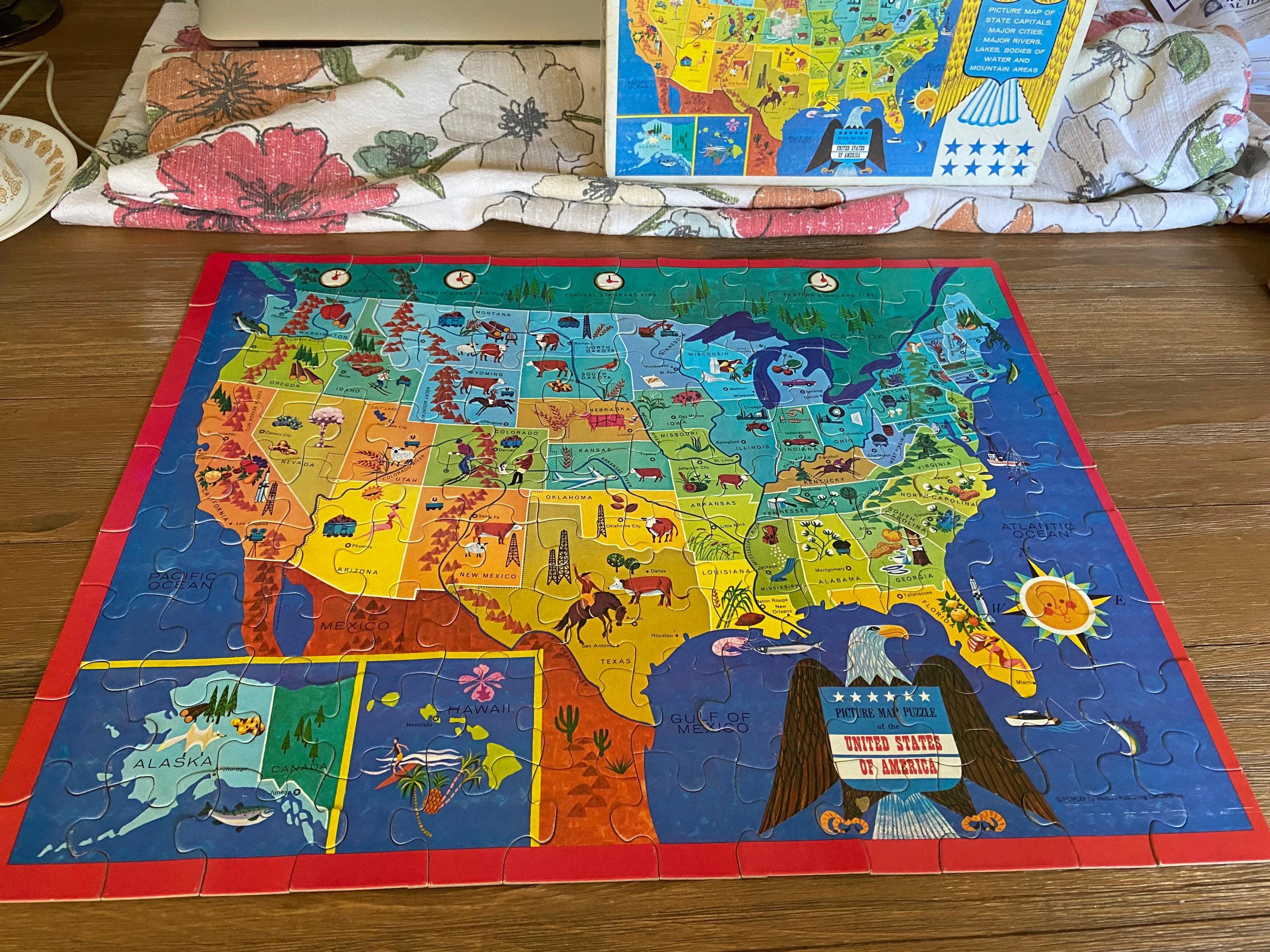 1965 US Map Puzzle | Etsy