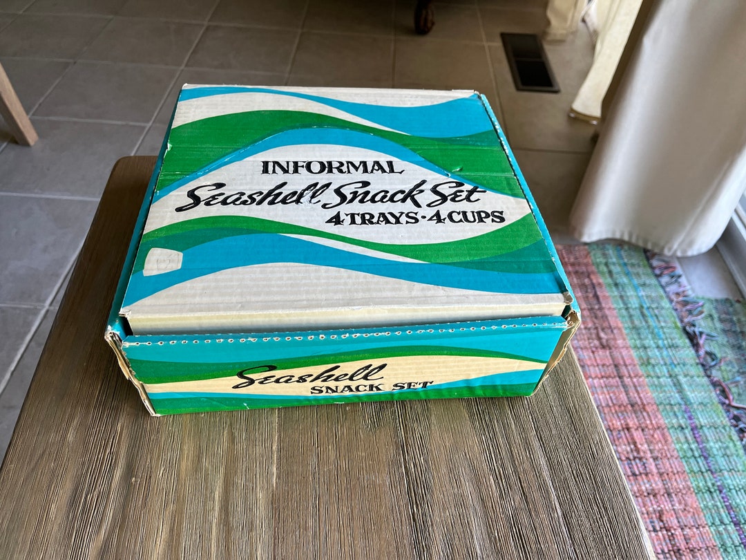 Vintage Hazel Atlas Seashell Snack Set in Original Box - Etsy