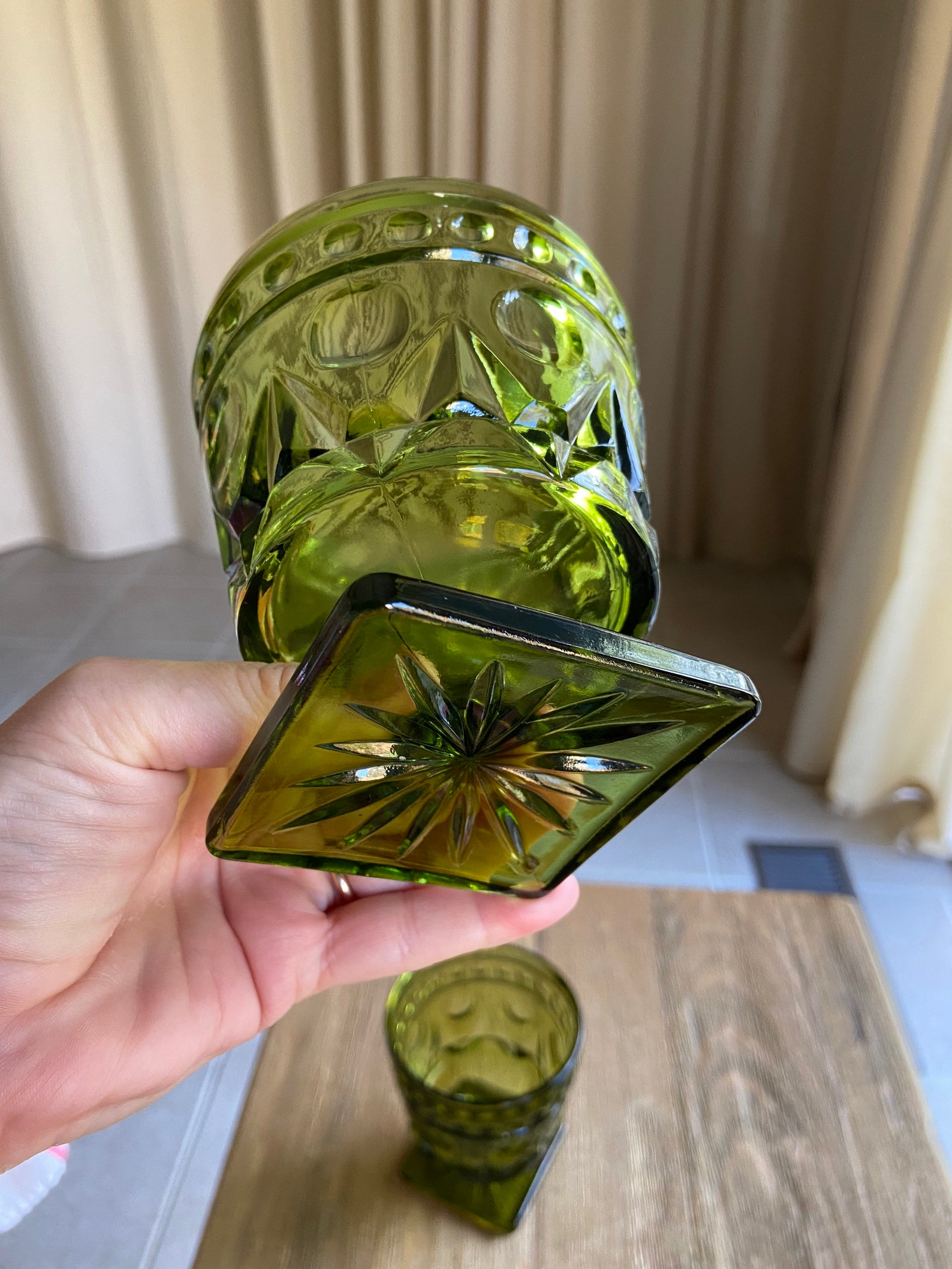 Vintage Green Glass Goblets 2 - Etsy